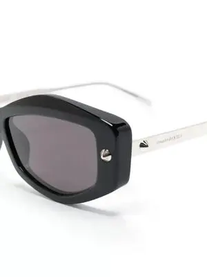Alexander McQueen Spike-studded Geometrical Sunglasses - Black