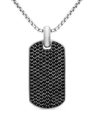 David Yurman Sterling Silver Chevron Diamond Tag - Black