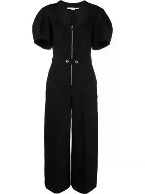 Stella McCartney Puff-sleeve Zipped Wide-leg Jumpsuit - Black