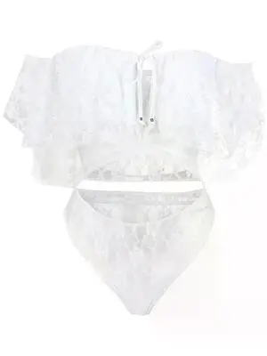 AMIR SLAMA Lace Short Sleeve Bodysuit