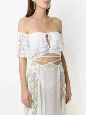 AMIR SLAMA Lace Short Sleeve Bodysuit