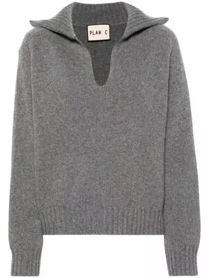 Plan C Mélange Wool-cashmere Sweater - Grey