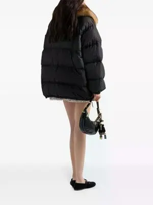 Prada Enamel Triangle-logo Padded Jacket - Black