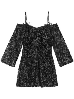 GANNI Off-shoulder Bow-pattern Minidress