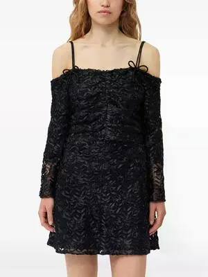 GANNI Off-shoulder Bow-pattern Minidress