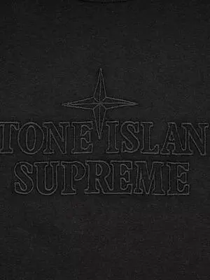 Supreme X Stone Island Embroidered-logo T-shirt