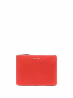 Comme Des Garçons Logo-Print Leather Pouch Orange
