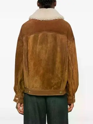 GOLDEN GOOSE Tobacco Suede Jacket With Shearling Collar