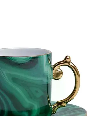 L'Objet Malachite Espresso & Saucer Set