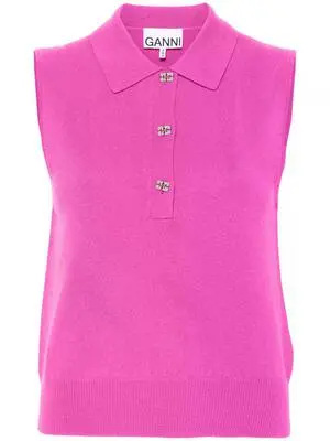 GANNI Logo-buttons Sleeveless Top