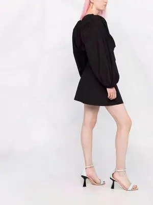 PATOU Balloon-sleeve Belted Mini Dress