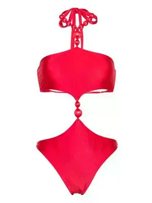 Cult Gaia Caitriona Beaded Swimsuit - Red