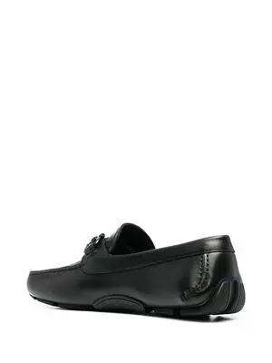 FERRAGAMO Gancini Leather Loafers - Black