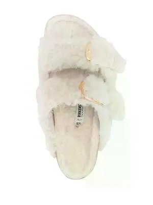 BIRKENSTOCK Buckle-fastening Shearling Slides - Neutrals