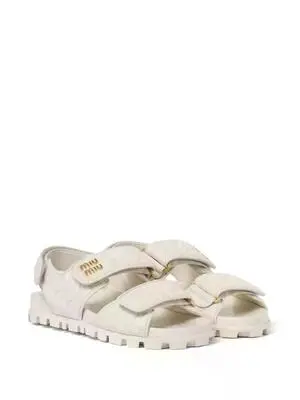 Miu Miu Matelassé Logo-plaque Sandals