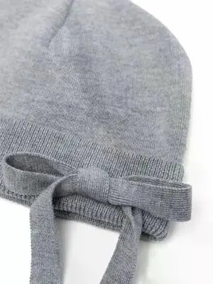 Viktor & Rolf Merino Wool Beanie Hat With Bow Detail - Grey