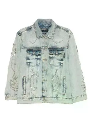 Philipp Plein Crystal-embellished Denim Jacket - Blue