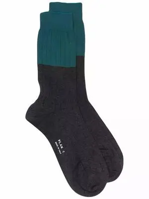 Plan C Ribbed Cotton Socks - Blue