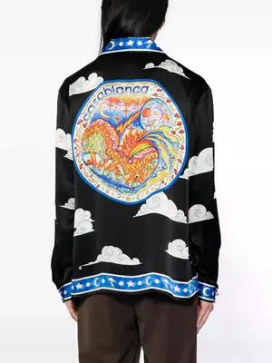 Casablanca Long-sleeved Cuban-collar Shirt
