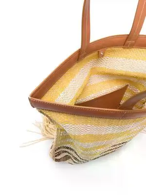 JIL SANDER Striped Woven-raffia Tote Bag