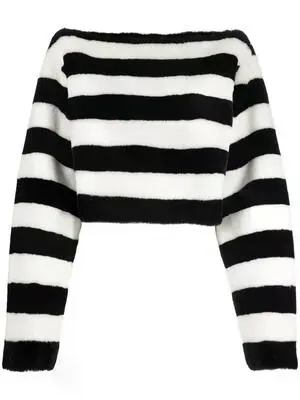 Balmain Boat-neck Striped Jumper - Black
