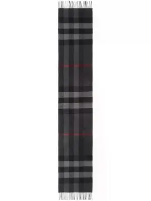 Burberry Plaid-check Fringed Cashmere Scarf