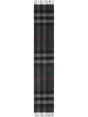 Burberry Plaid-check Fringed Cashmere Scarf