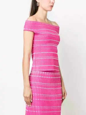 Alexander McQueen Open-knit Off-shoulder Top - Pink