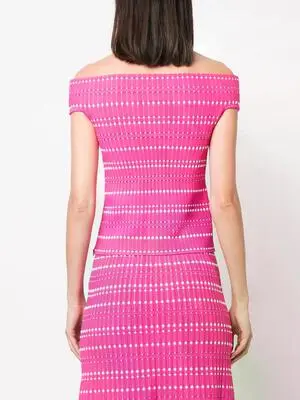 Alexander McQueen Open-knit Off-shoulder Top - Pink