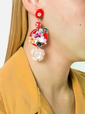 AMIR SLAMA Floral-print Drop Earrings