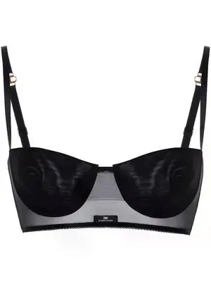Elisabetta Franchi Stretch Tulle Bra Top - Black