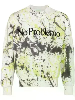 Aries Paint-print Sweatshirt - Neutrals