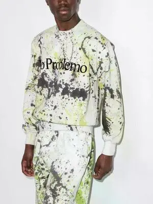 Aries Paint-print Sweatshirt - Neutrals