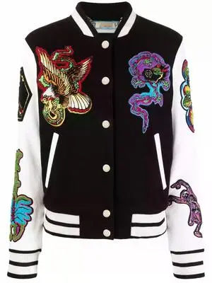 Philipp Plein Embroidered Patches Varsity Jacket - Black