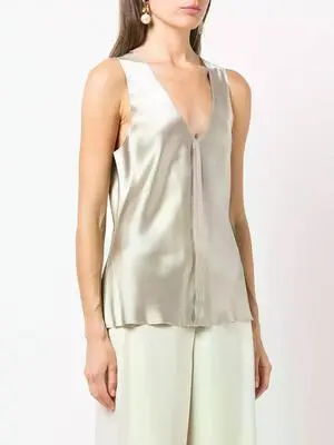 Voz Raw-cut Silk Tank Top - Grey