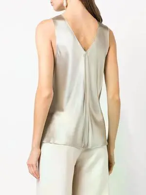 Voz Raw-cut Silk Tank Top - Grey
