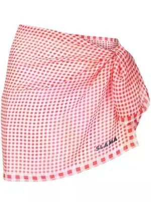 AMIR SLAMA Gingham-check Skirt - Red