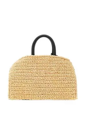 FERRAGAMO Mini Hug Woven Raffia Tote Bag