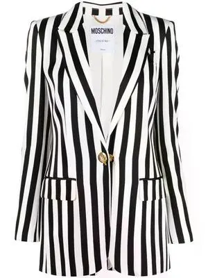 Moschino Striped Satin Blazer - Black