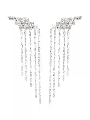 SUZANNE KALAN 18kt White Gold Fireworks Diamond Fringe Drop Earrings - Silver