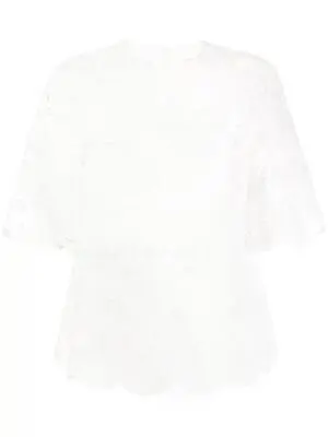 Goen.j Broderie-anglaise Floral Knitted Top - White