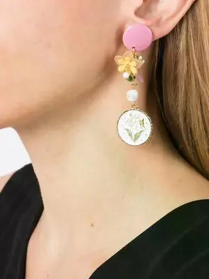 AMIR SLAMA Floral-appliqué Drop Earrings