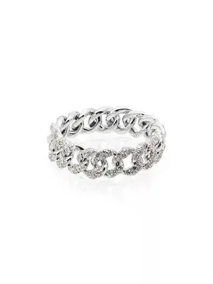 Shay 18k White Gold Diamond Link Ring - Silver