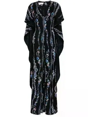 SAIID KOBEISY Abstract-print Cape-back Jumpsuit - Blue