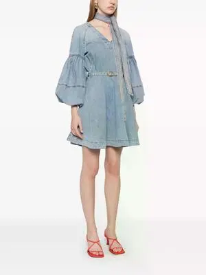 Zimmermann Tie-neck Denim Mini Dress