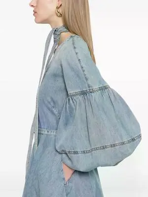 Zimmermann Tie-neck Denim Mini Dress