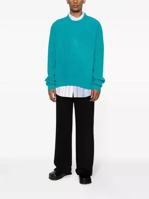 LANEUS Ribbed Knit Crew-neck Jumper