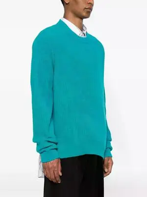 LANEUS Ribbed Knit Crew-neck Jumper