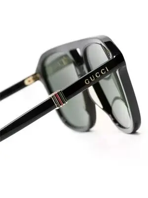 Gucci Web-detailed Navigator-frame Sunglasses