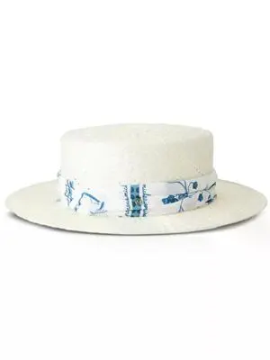 MAISON MICHEL Kiki Straw Boater Hat - White